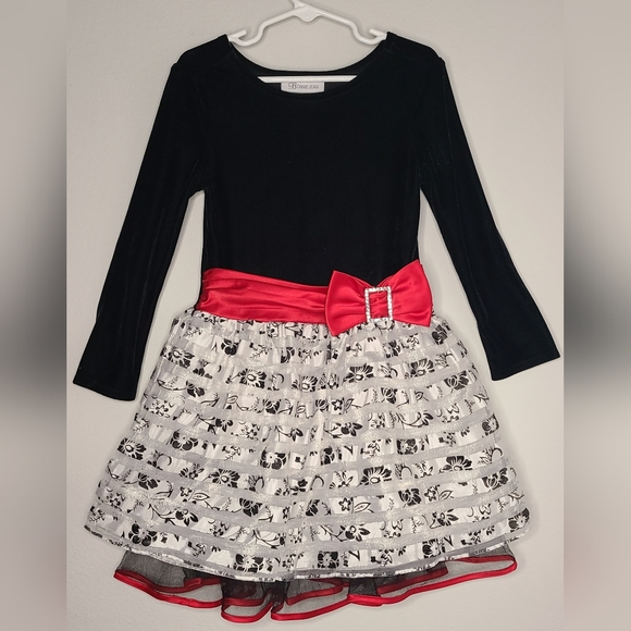 Bonnie Jean | Dresses | Bonnie Jean Girls Black White Pink Ls Floral ...